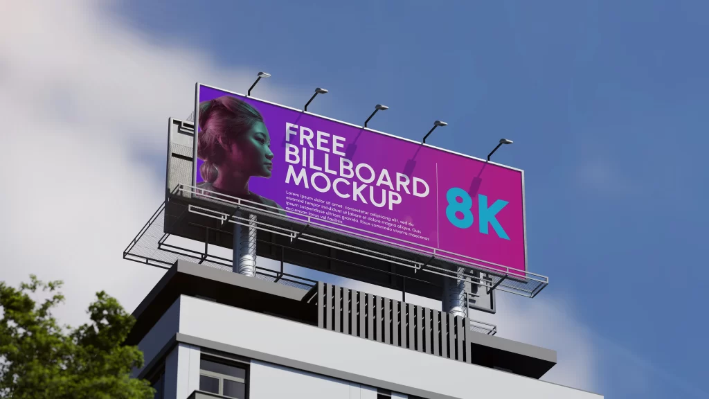 Billboard on top of building Mockup - Sinisa Zec Studio